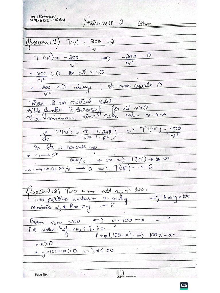 Calculus Assignment 2 | PDF