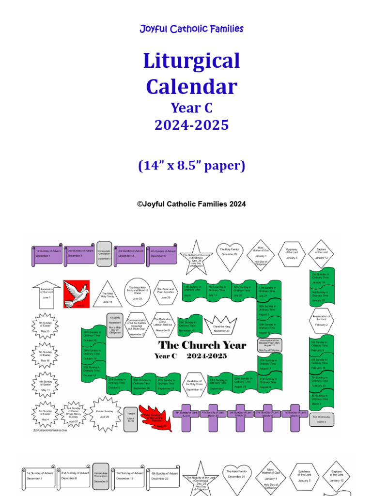 Liturgical Calendar 2024 2025 8.5 X 14 | PDF