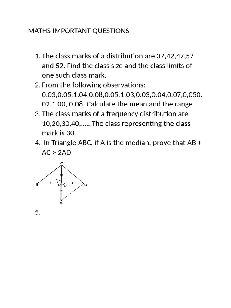 Maths Important Questions | PDF