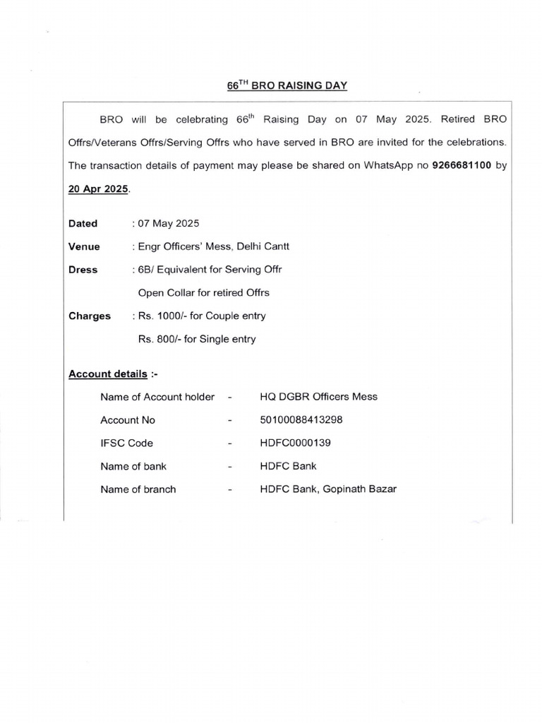 66th BRO Day Celebration 2025 | PDF