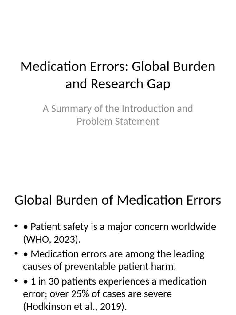 Global Impact of Medication Errors | PDF