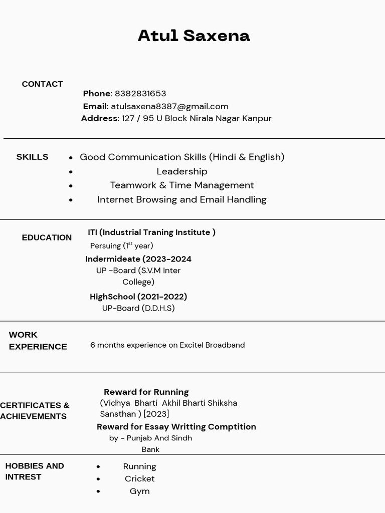 Atul Saxena CV | PDF