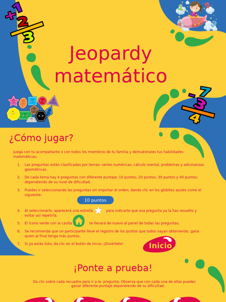 Jeopardy Matemático para Secundaria | PDF | Geometría | Ecuaciones