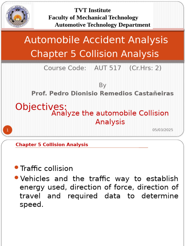 AUT517 Chapter 5 Collision Analysis- | PDF | Traffic Collision | Traffic