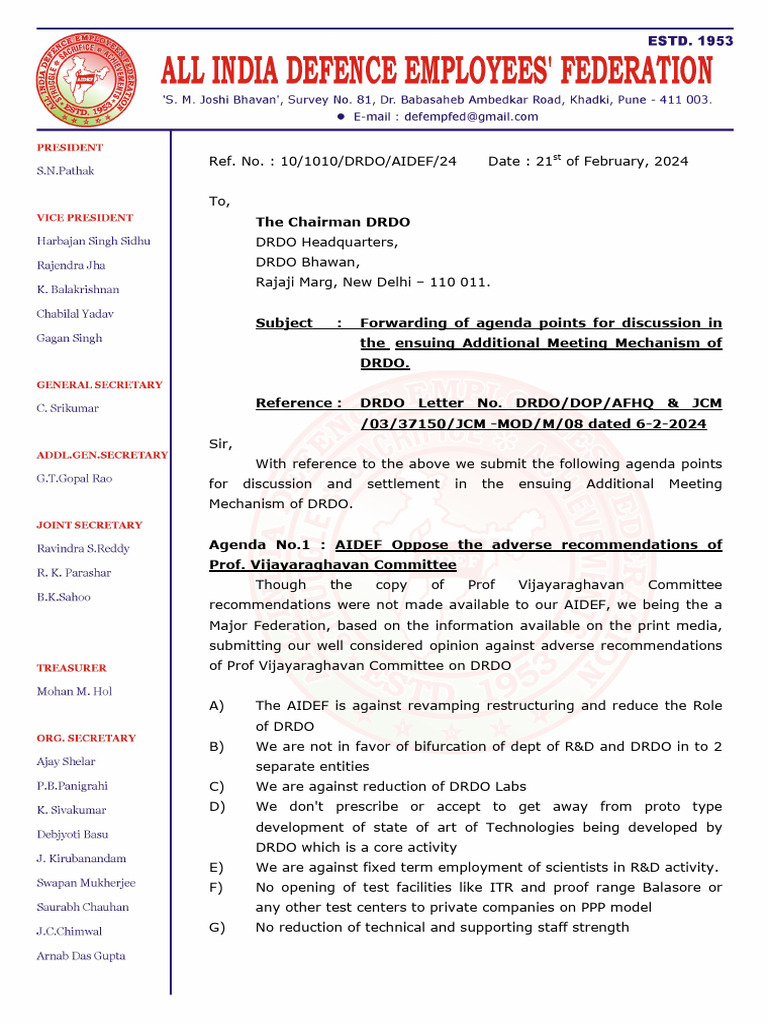 The Chairman DRDO - 21-02-2024 | PDF | Employment | Economies