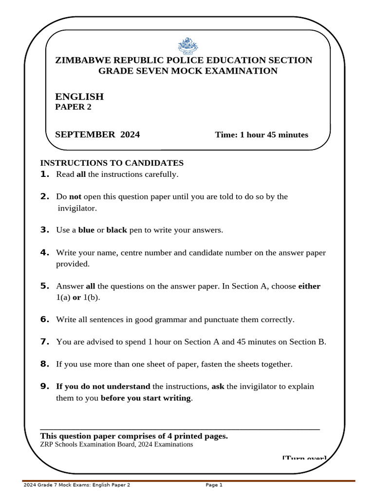 2024 Grade 7 English Mock Exam Paper | PDF | Substance Abuse ...