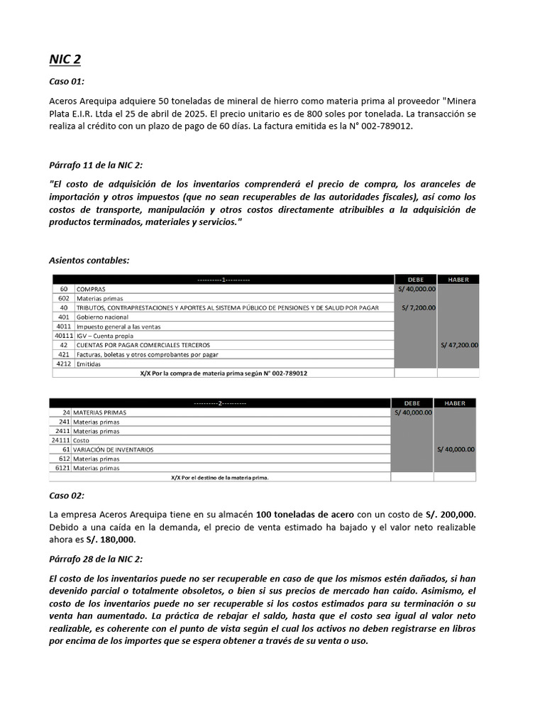 Contabilidad de Inventarios según NIC 2 | PDF | Contabilidad | Economias