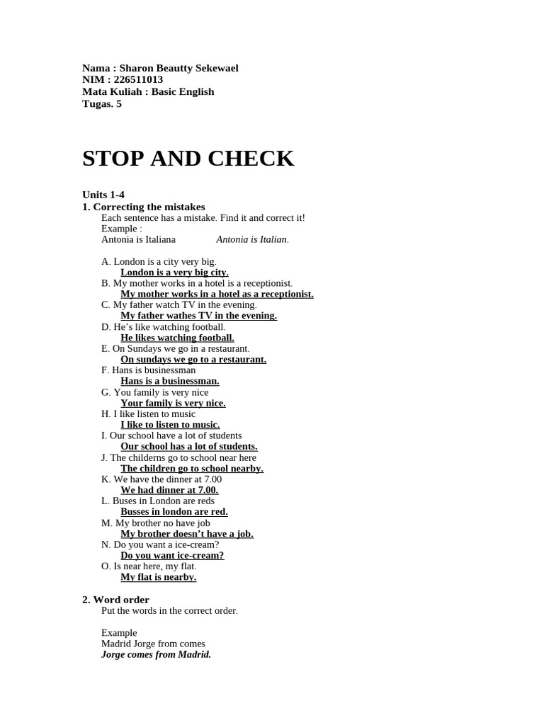 Basic English Tugas 5 | PDF | Linguistics