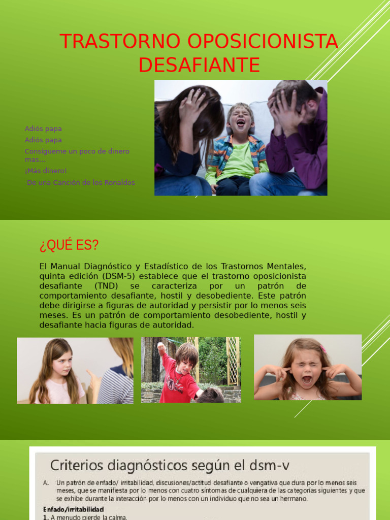 Trastorno Oposicionista Desafiante | PDF | Trastorno mental | Salud mental