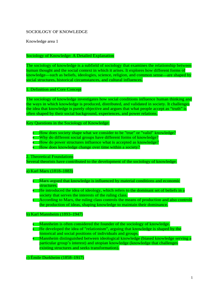 Understanding Sociology of Knowledge | PDF | Knowledge | Sociology