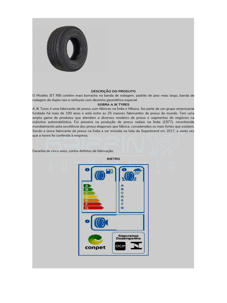 Pneus JET RIB JK Tyres: Carga 1600kg | PDF
