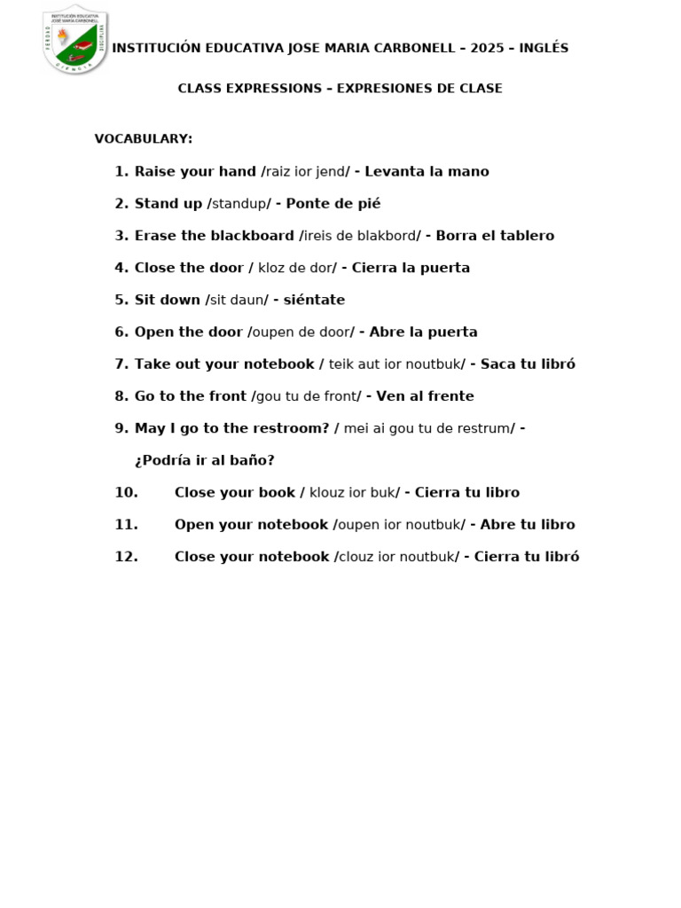 CLASS EXPRESSIONS - EXPRESIONES DE CLASE | PDF