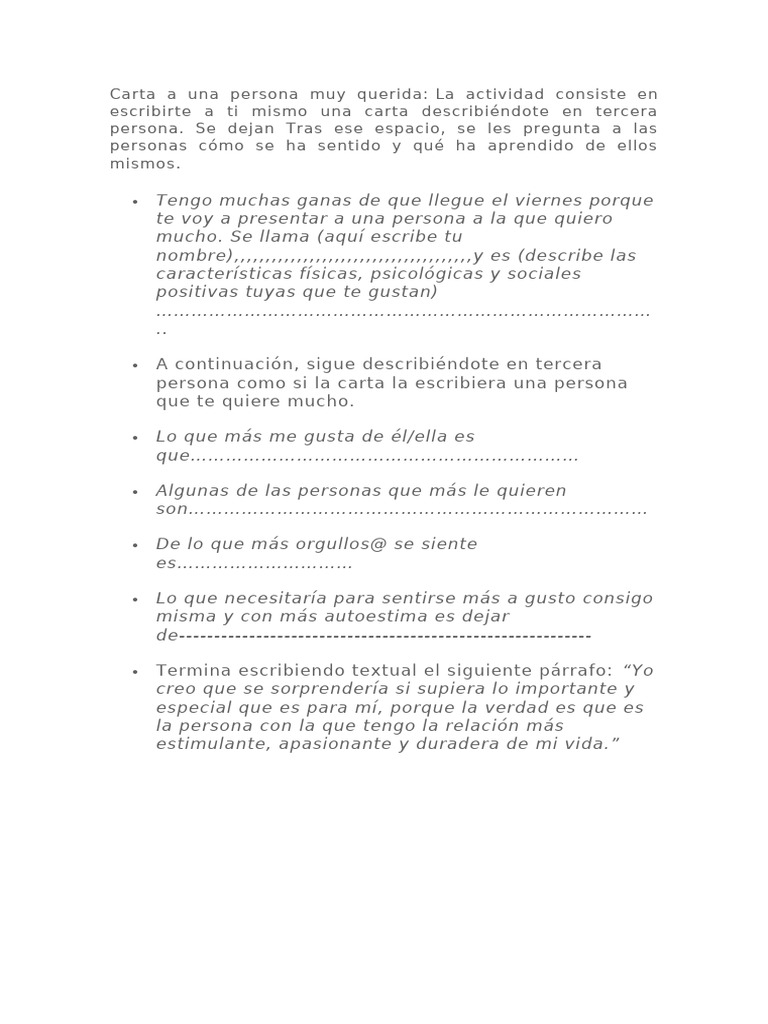 Carta Reflexiva a Uno Mismo | PDF
