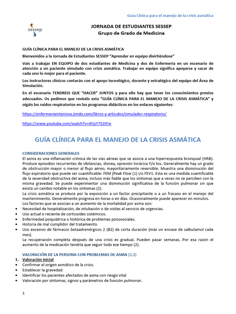 Guía para Manejo de Crisis Asmática | PDF | Asma | Cuidado de la salud
