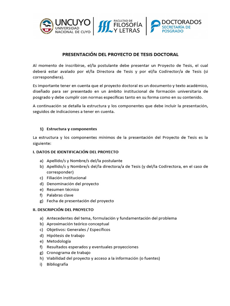 Guía para Proyecto de Tesis Doctoral | PDF | Conocimiento | Teoría