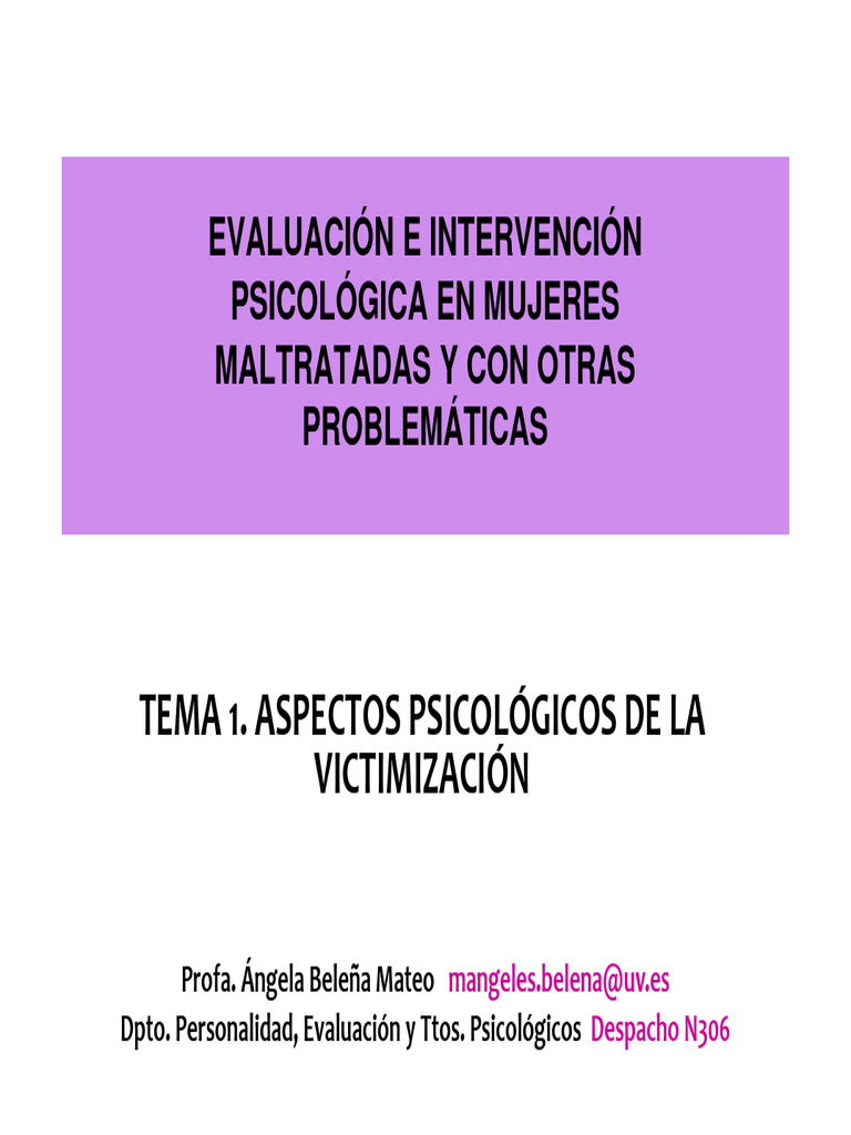 Tema 1. Aspectos Psicológicos de La Victimización (1 Parte) | PDF | Las emociones | Trauma ...