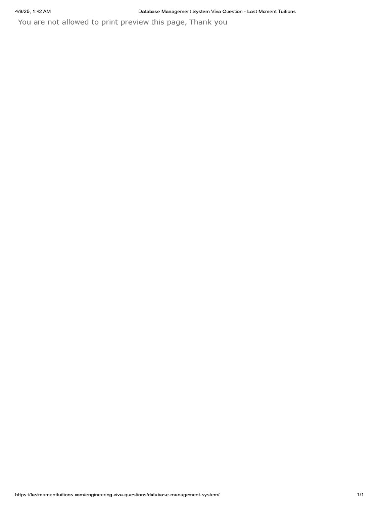 Database Management System Viva Question - Last Moment Tuitions | PDF