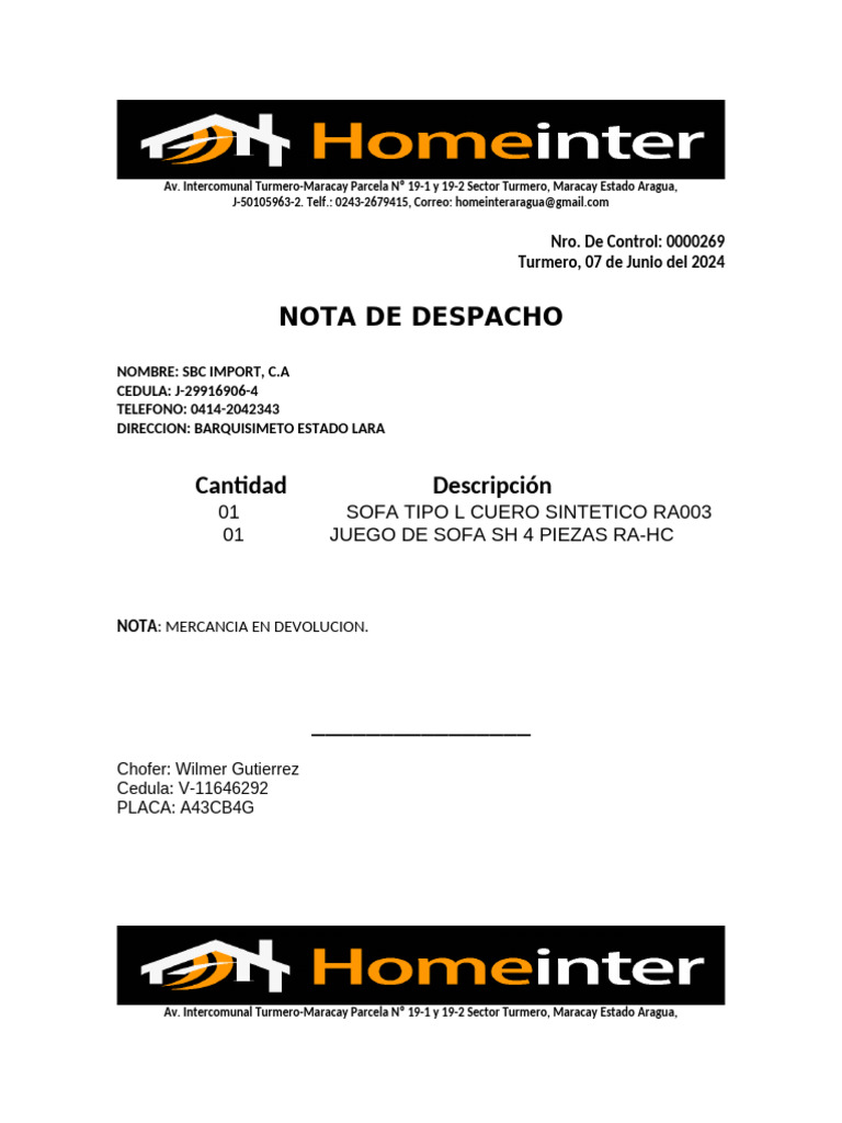 Nota de Despacho | PDF