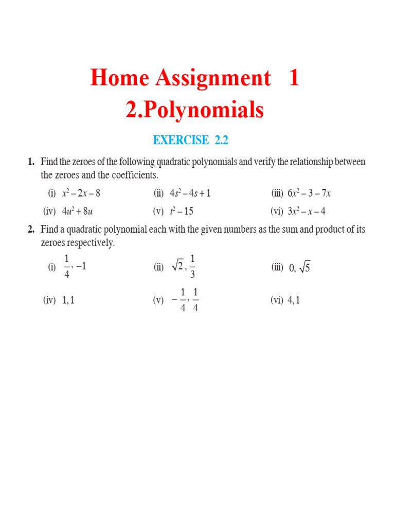 Polynomials HA 1 | PDF