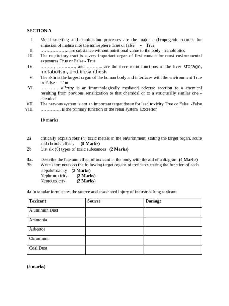 Toxicology Exam Questions and Concepts | PDF