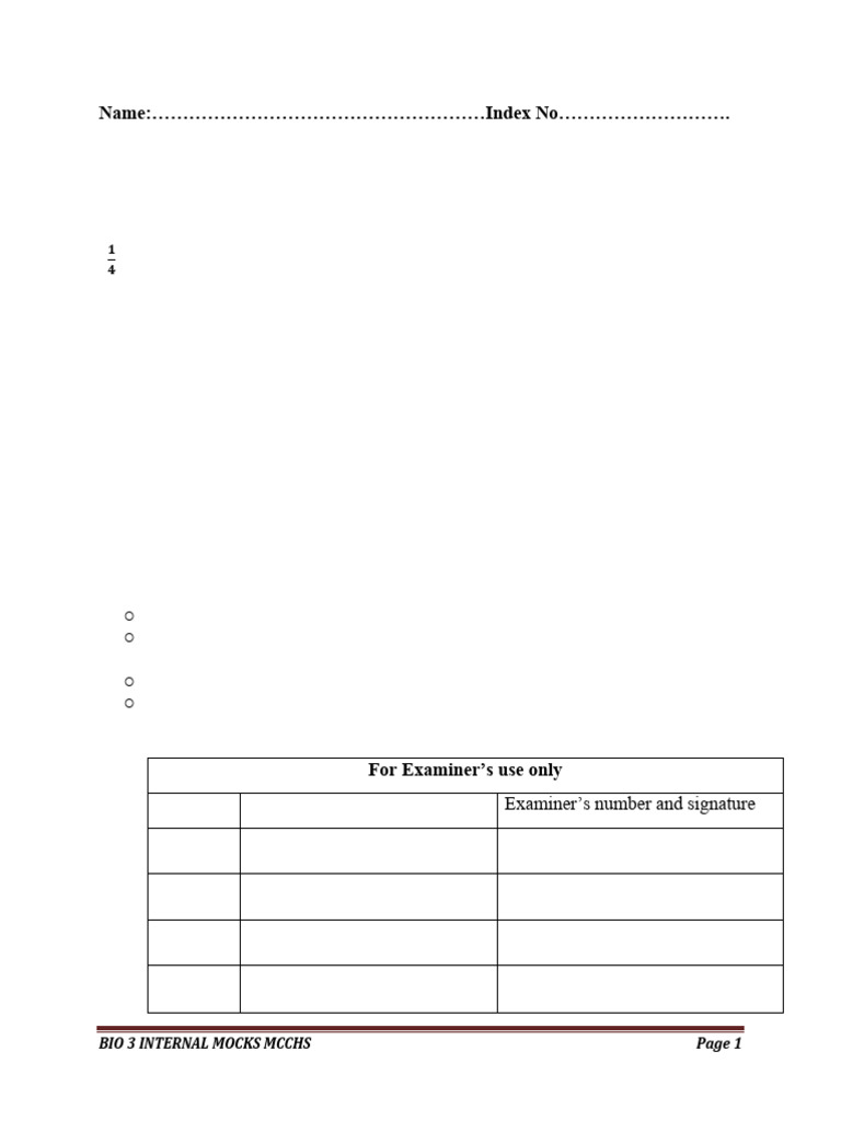 BIO 3 INTERNAL MOCK Final | PDF