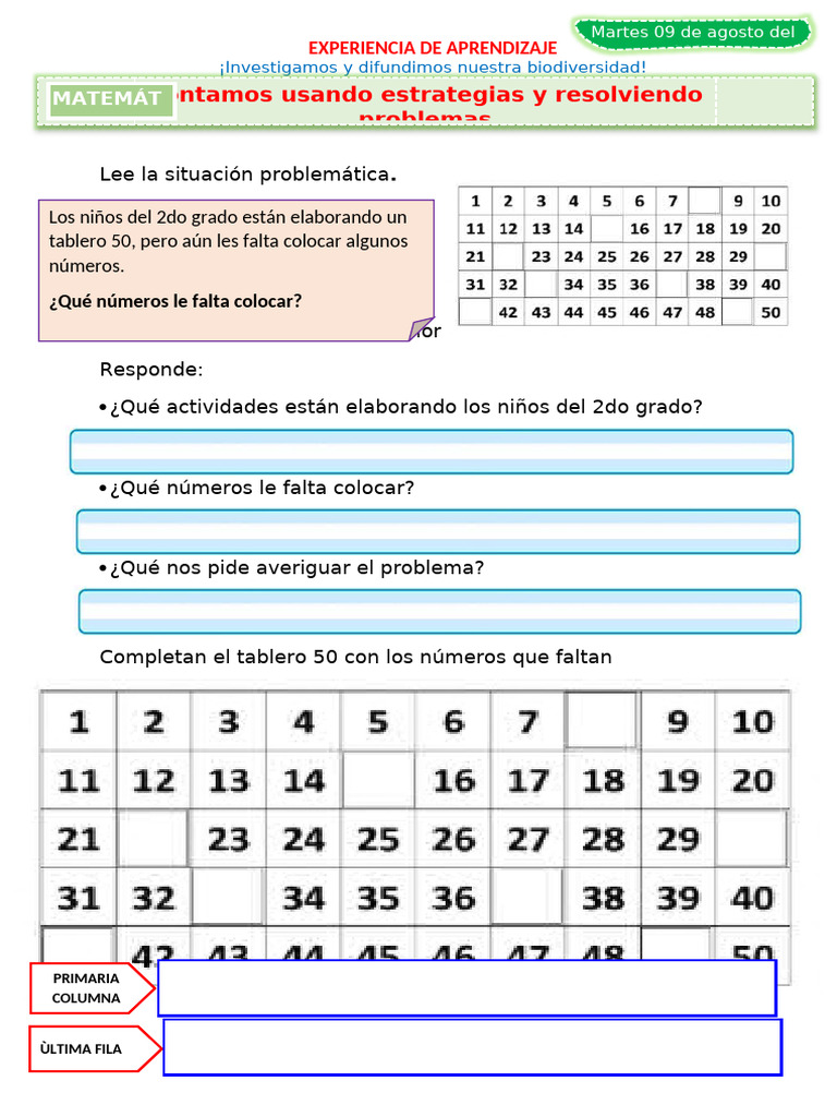 D2 A1 FICHA Contamos Hasta 50 | PDF | Aprendizaje | Cognición