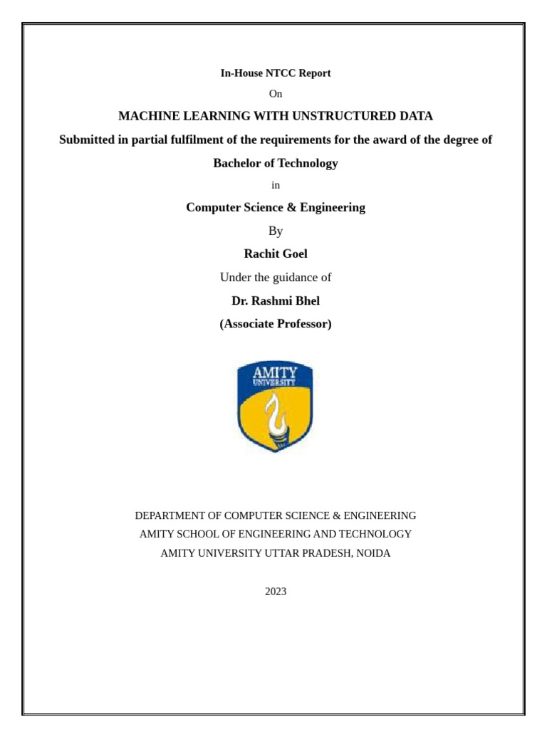 Machine Learning With Unstructured Data | PDF | Machine Learning | Deep ...