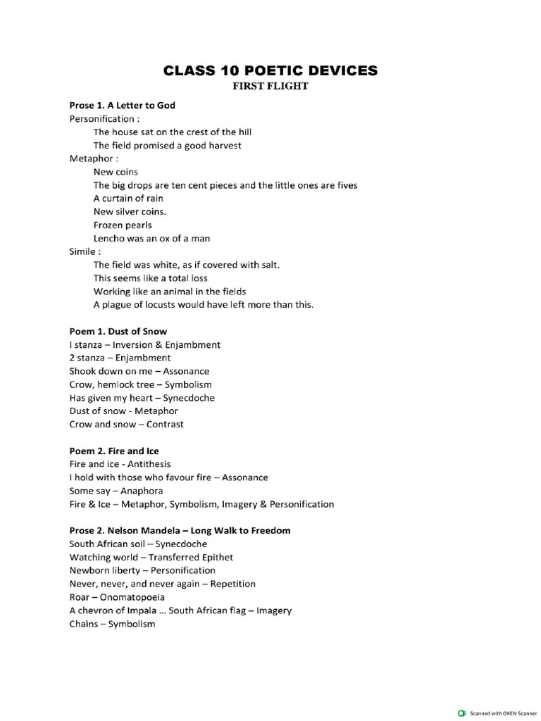 Class 10 Poetic Devices-2 | PDF