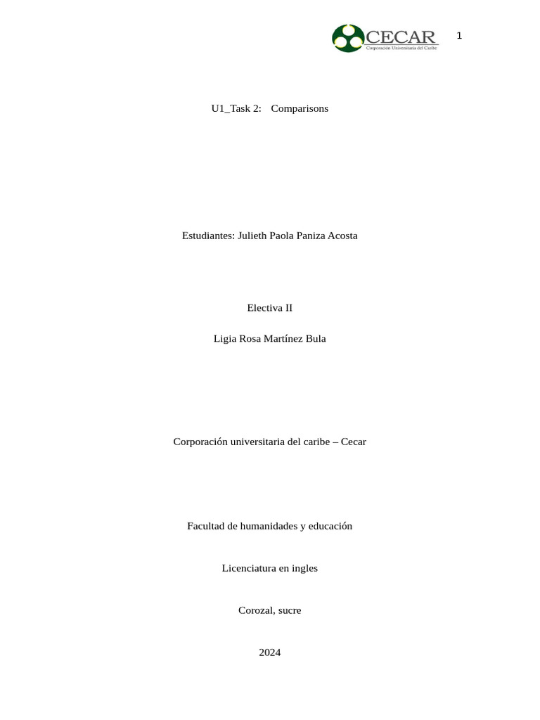 U1_Task 2 Comparisons | PDF