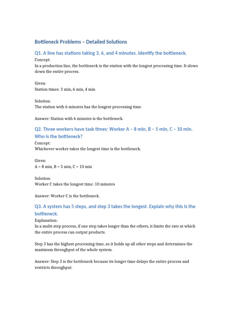 Bottleneck Problems Solutions | PDF