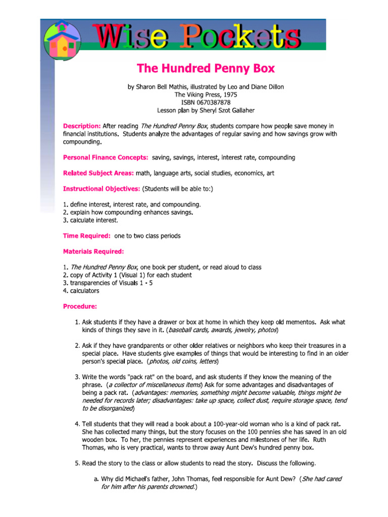 The Hundred Penny Box-Question-2 | PDF