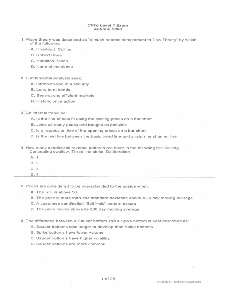 CFTe Paper 1 Autumn 2008 | PDF