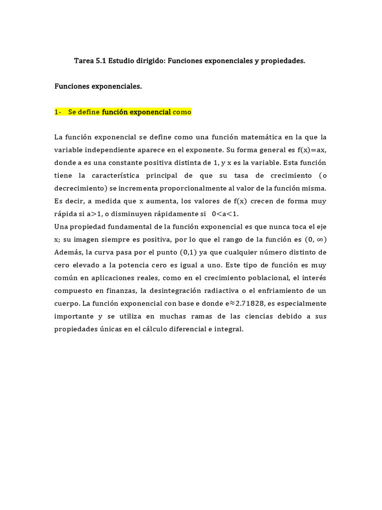 Propiedades de funciones exponenciales | PDF | Funcion exponencial ...
