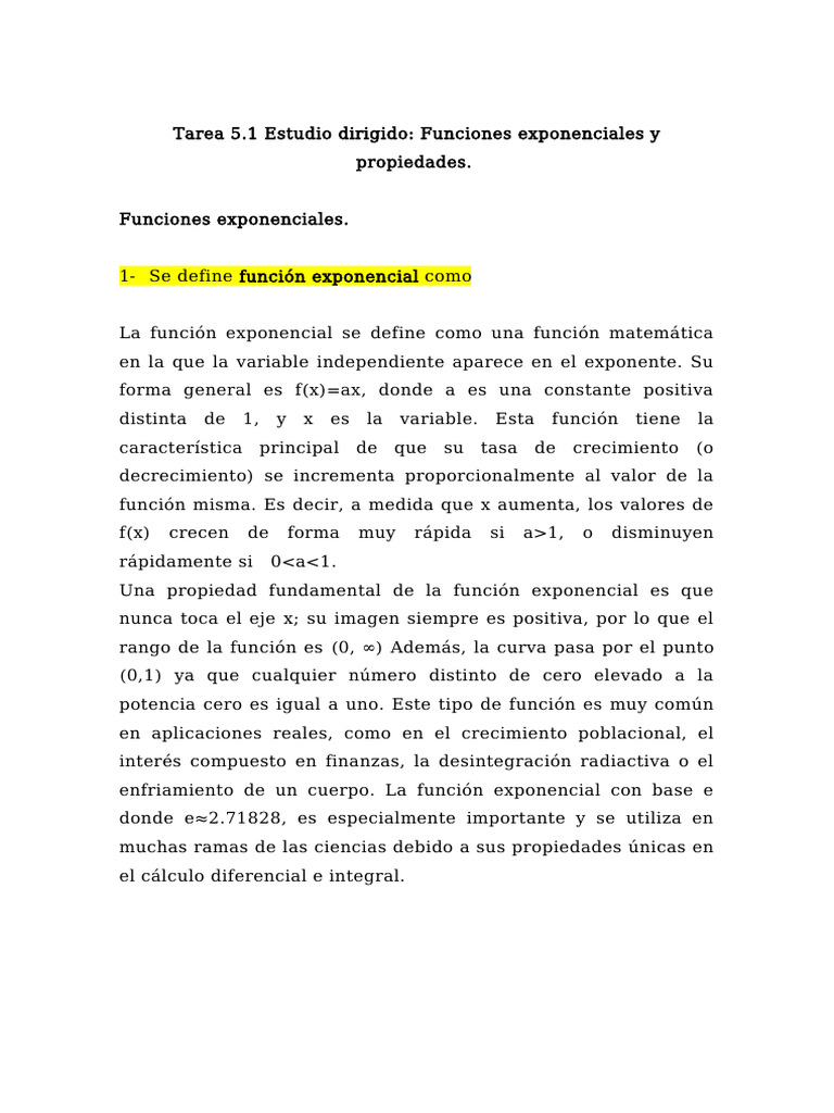 Propiedades de Funciones Exponenciales | PDF | Funcion exponencial ...