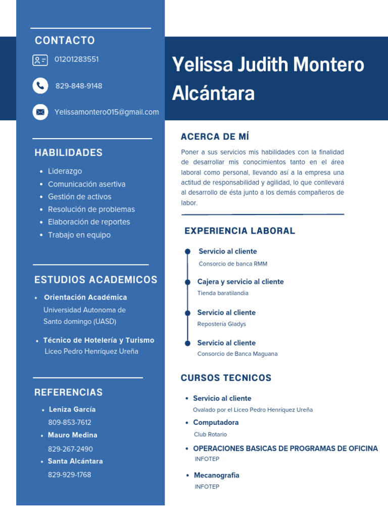 CURRICULUM Yelissa Judith Montero Alcántara PDF | PDF