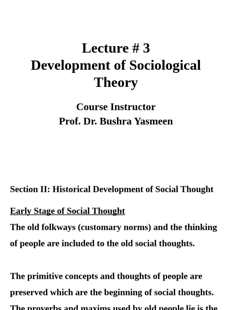 SOCI606 Lecture 3 Development of Sociological Theories 166046 | PDF ...