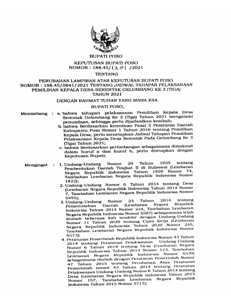 SK Bupati Pilkades Serantak | PDF