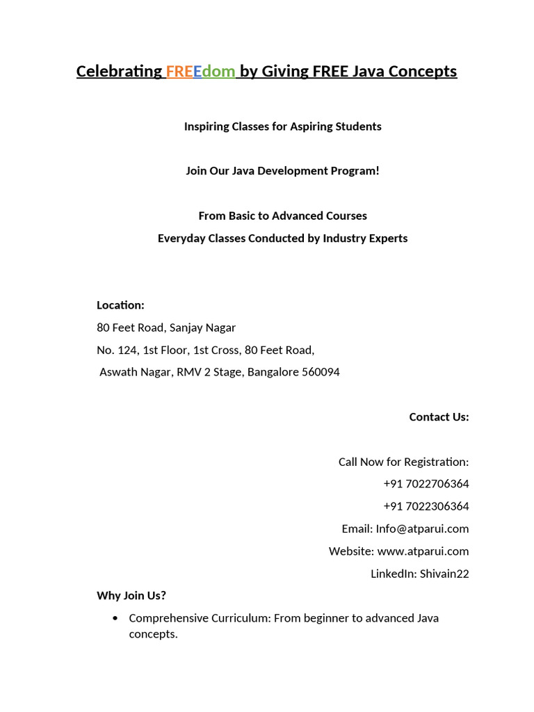 Celebrating FREEdom by Giving FREE Java Concepts | PDF | Object Oriented Programming | Computer ...