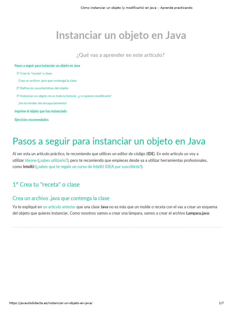 Cómo Instanciar Un Objeto (Y Modificarlo) en Java | PDF | Constructor (Programación Orientada a ...