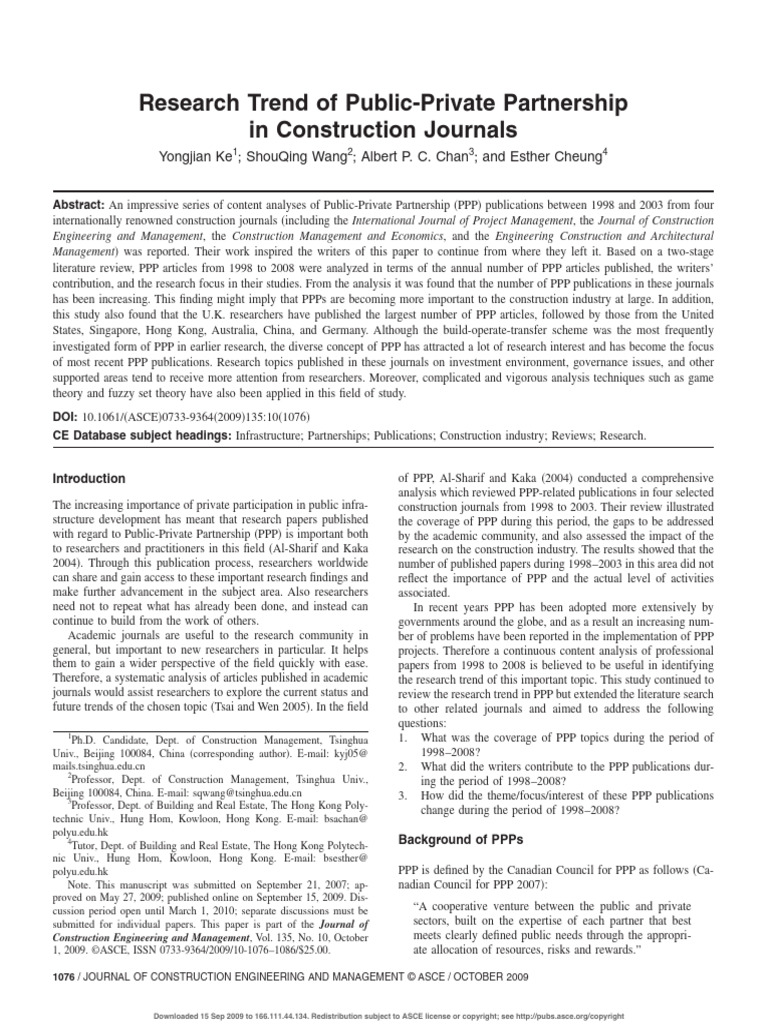 2009 - Ke et al. - Research Trend of Public-Private Partnership in ...