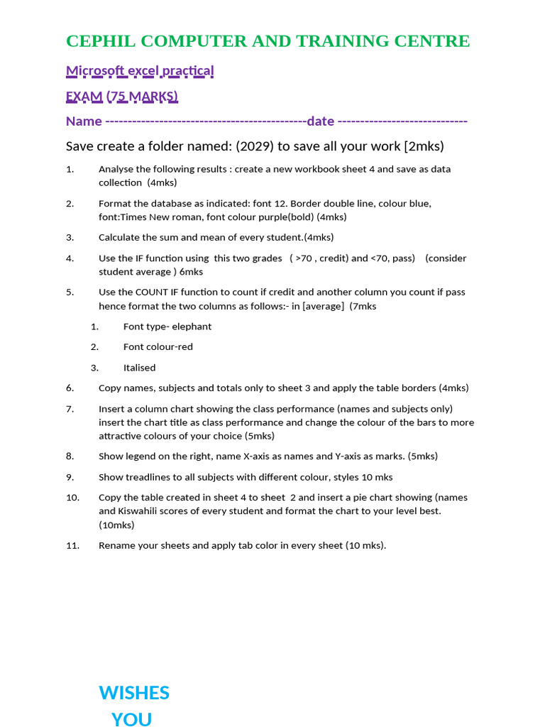 Microsoft Excel Practical | PDF | Microsoft Excel | Software
