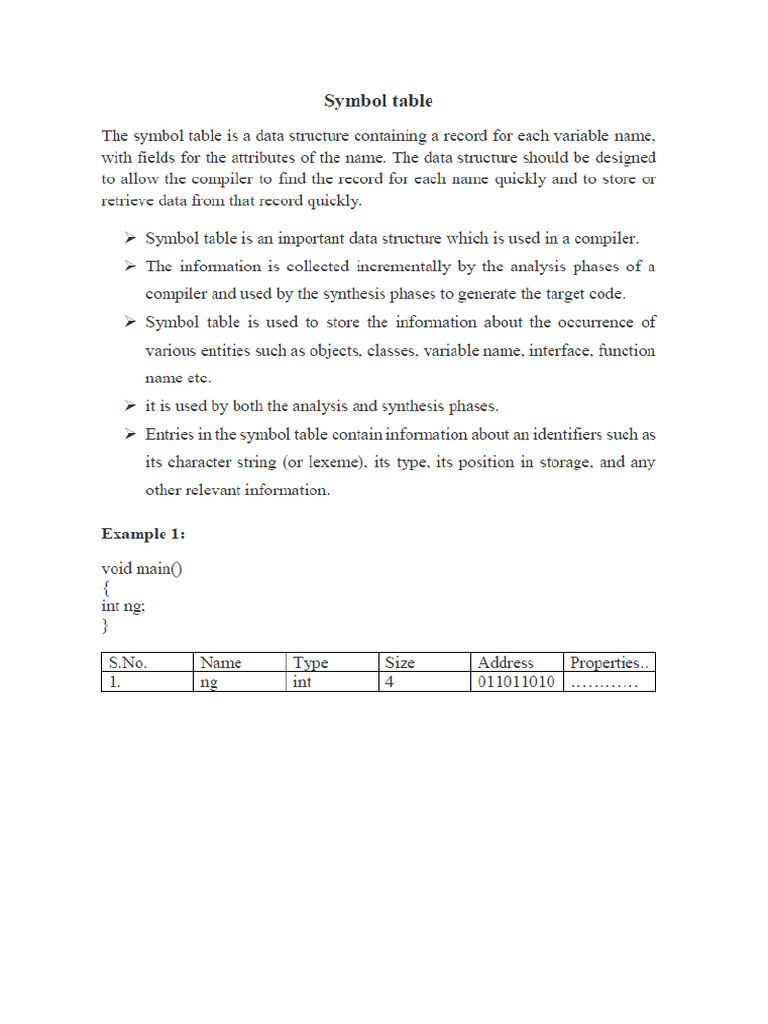Symbol Table Part-1 | PDF