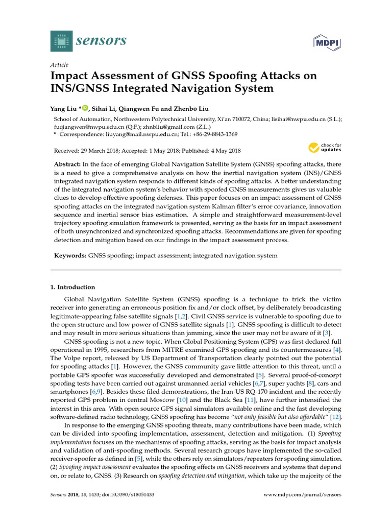 Impact Assessment of GNSS Spoofing Attacks on Integrated Navigation ...