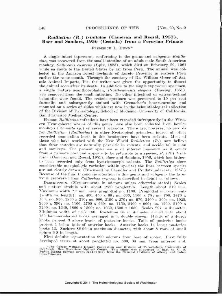 1962 Raillietina Trinitatae | PDF | Anatomical Terms Of Location