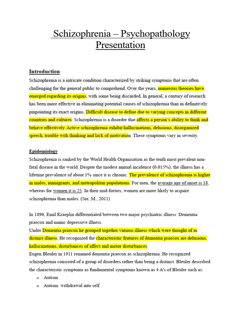 Schizophrenia Presentation | PDF | Schizophrenia | Psychosis