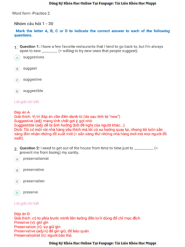 Word form -Practice 2 | PDF