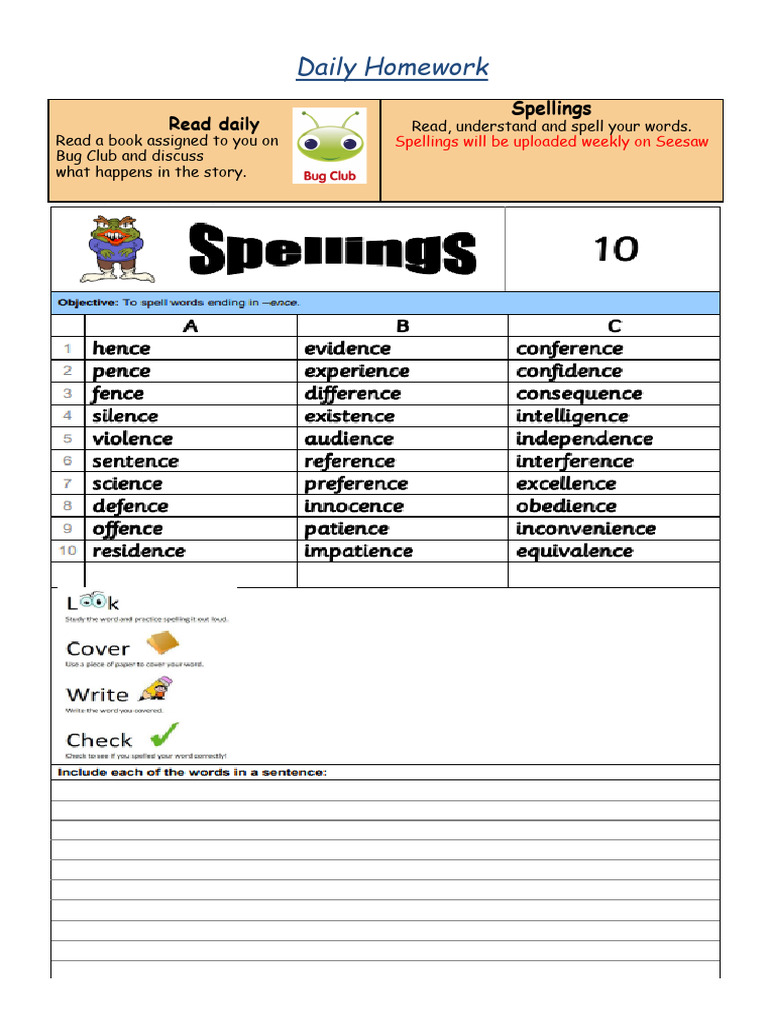 Spelling Week 12 Homework | PDF