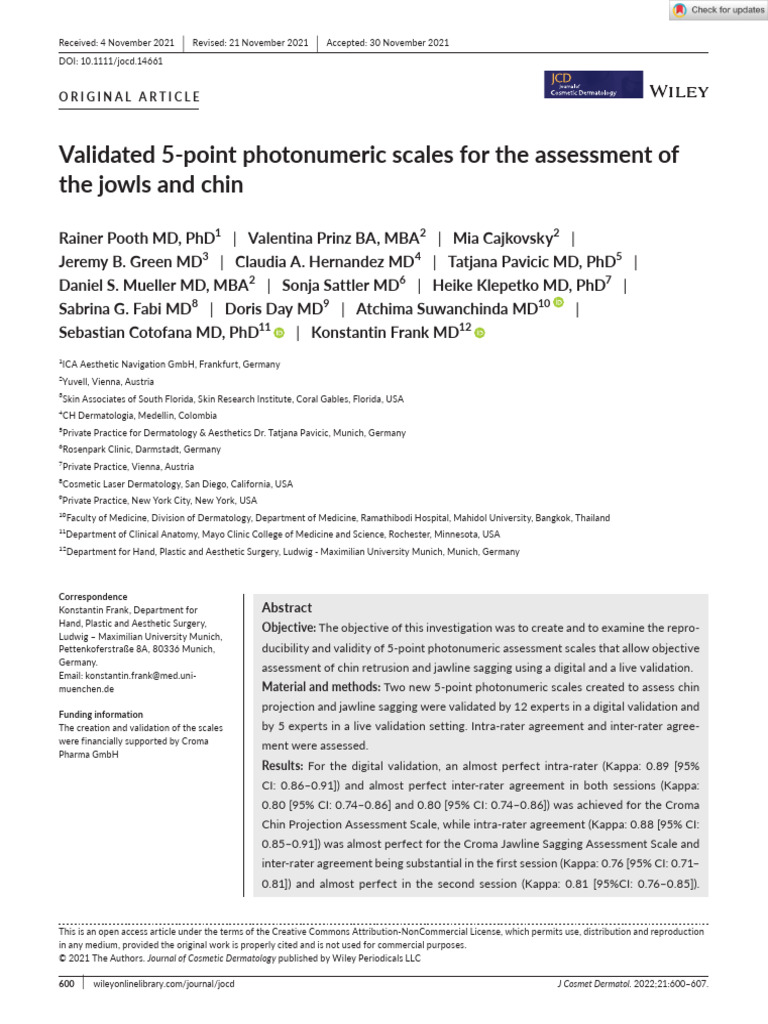 Validated 5-point photonumeric scales for the assessment of the jowls ...