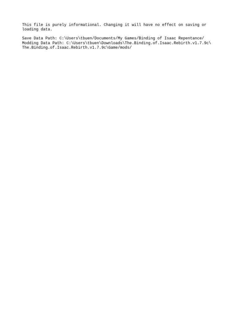 Binding of Isaac File Paths Guide | PDF