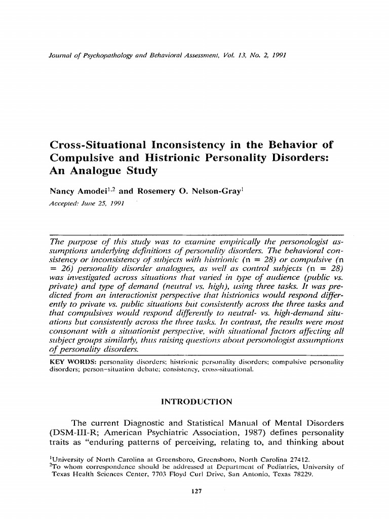 Cross-Situational Inconsistency in The Behavior of | PDF | Personality ...